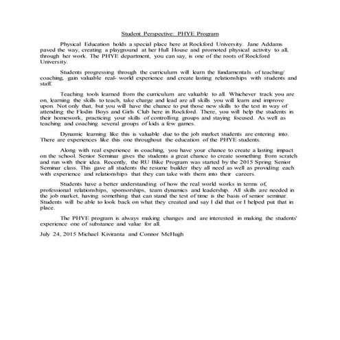 PHYE Intern Stories | PDF