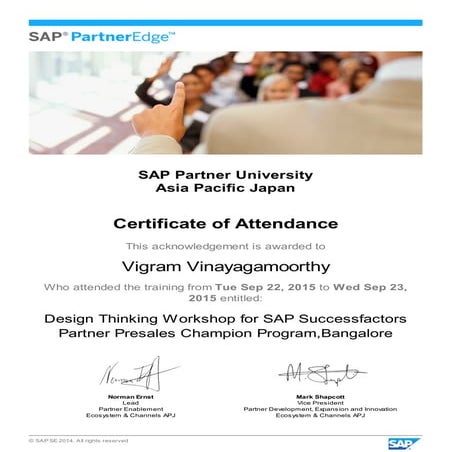 Design Thinkin workshop for Successfactors partners presales champions ...