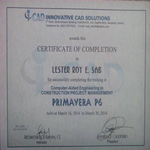 CERTIFICATE OF COMPLETION (P6) | PDF