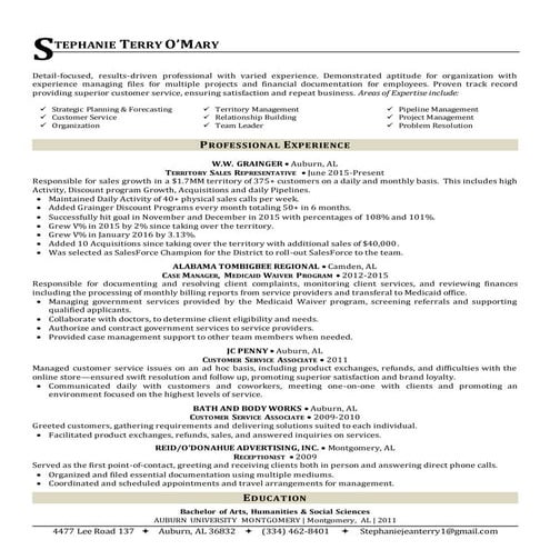 O'mary Terry Stephanie Resume | DOCX