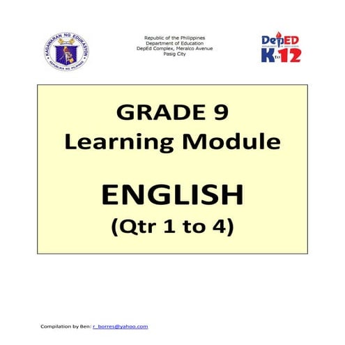 Grade 9 Learning Module in English - Complete | PDF