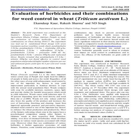 Evaluation of herbicides and their combinations for weed control in ...