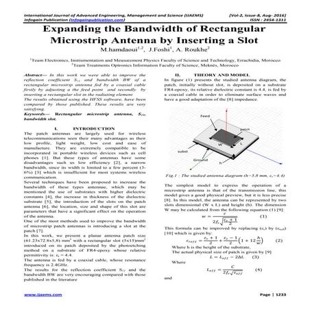 Design of Circular Patch with Double C-Shaped Slot Microstrip Antenna for LTE 1800 MHz | PDF