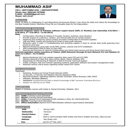 M-asif's CV | PDF