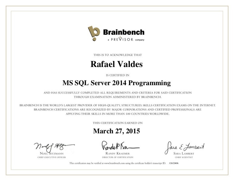 MS SQL Server 2014 Programming Certification