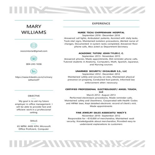 Mary office resume 2016 | PDF