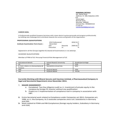 Resume of vishesh | DOCX