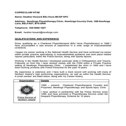 CV - HEATHER HOWARD (Jan 2014) | DOCX