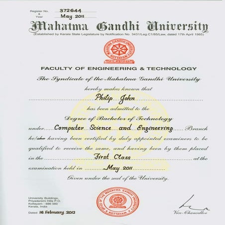 Degree Certificate | PDF