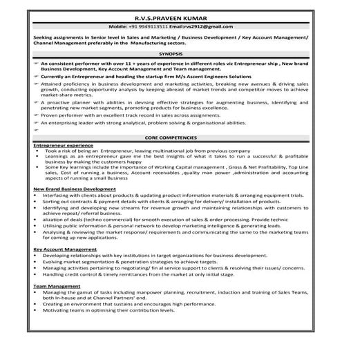 RVS Praveen resume 2016 | PDF