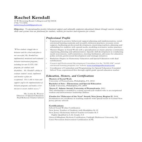 RESUME - Rachel Kendall - May 2015 | PDF