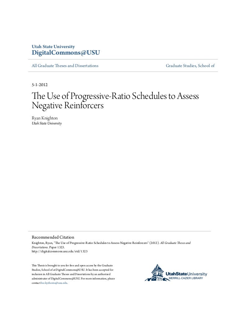 The Use of Progressive-Ratio Schedules to Assess Negative Reinfor