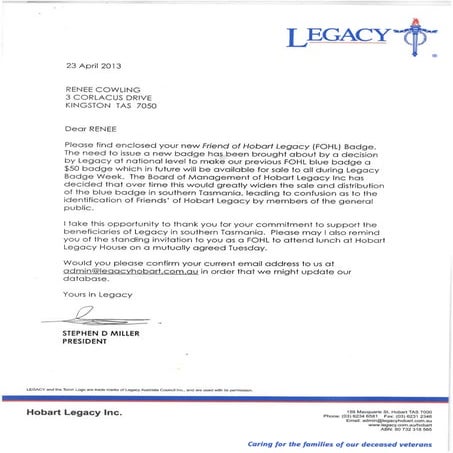 Legacy Letter | PDF