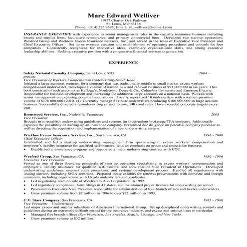 mw resume | DOC | Insurance | Personal Finance