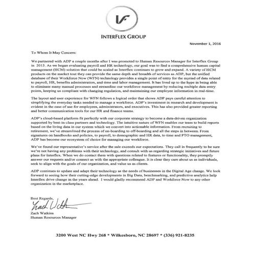 Interflex Group Reference Letter | PDF