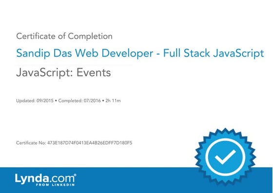 Certificate of Completion Lynda-Learning Python Course | PPT