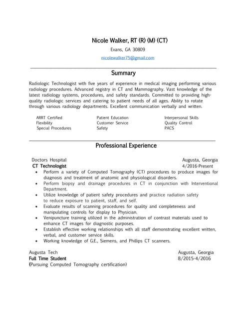 RESUME Jade A Rota RT | DOC | Medical Tests | Medical Health