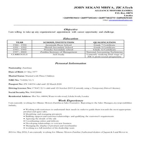 CV - John Sekani (1) | PDF