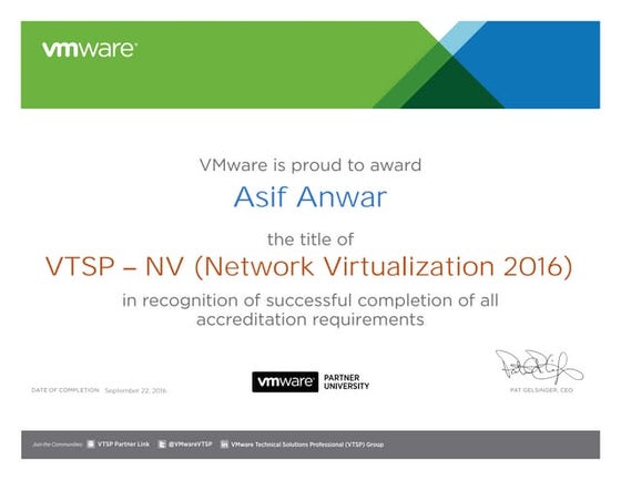 certificate VSP - SV (Server Virtualization 2016) | PPT