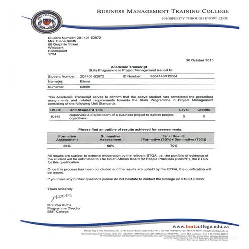 BMT College - Project Management | PDF