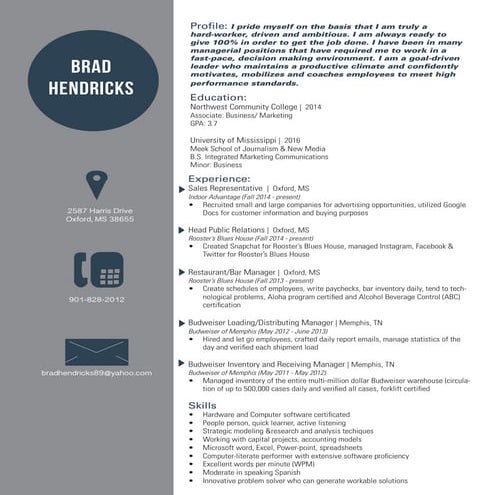 Brad Hendricks Resume | PDF