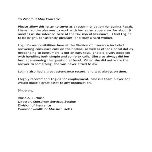 DOI Letter of Recomendation | DOCX