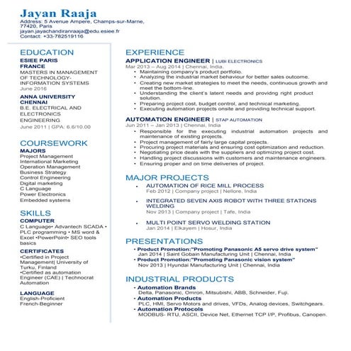 JayanJR_English CV | PDF | Robotics | Technology & Computing