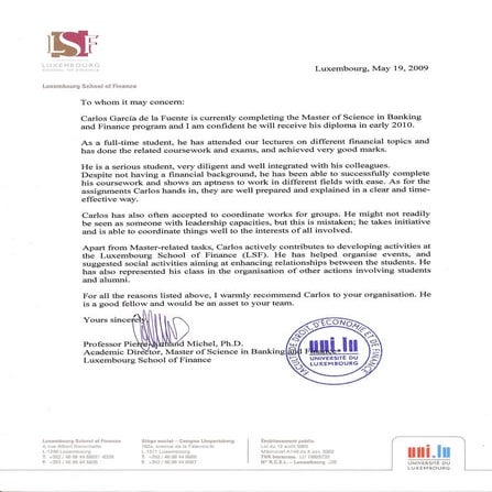 Recommendation letter LSF | PDF