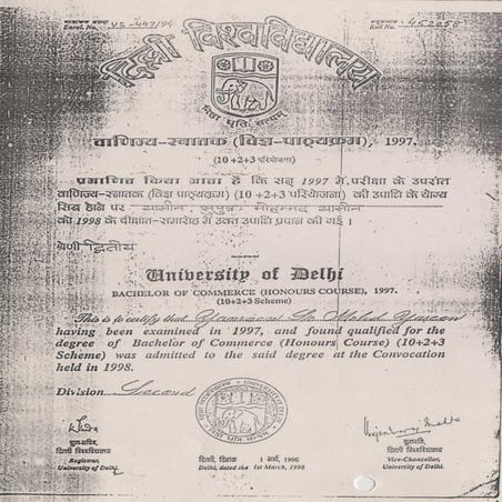 Bachelor of Commerce (B.Com) Certificate | PDF