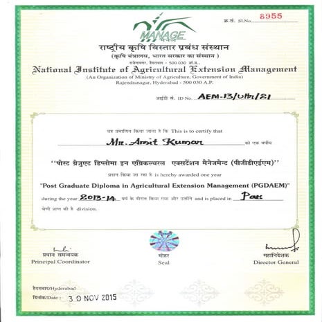 Amit PGDAEM Certificate | PDF