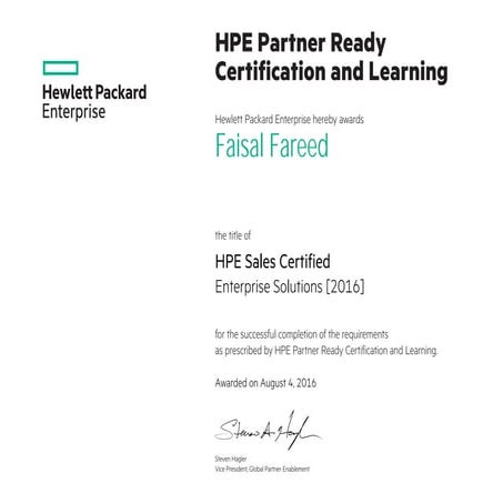 Faisal Fareed HP Certificate | PDF
