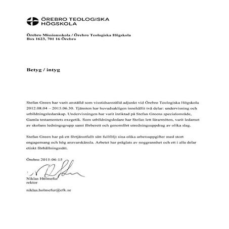 ÖTH arbetsintyg 2015 | PDF