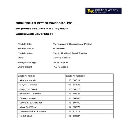 Dissertation for consultancy project | DOCX