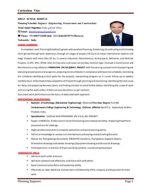 Planning Engineer (ERP, P6, SAP, EVM) Mehtab Zaidi CV | DOC