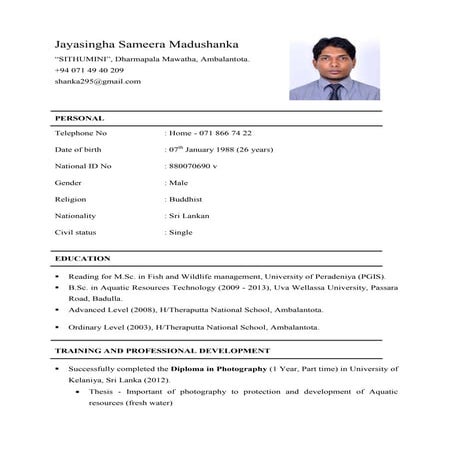 CV Sameera | PDF | Agriculture | Industries