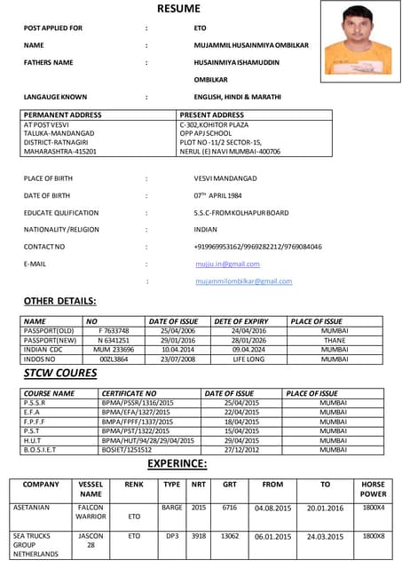 Resume atta s rao ETO | DOC | Business | Business and Finance