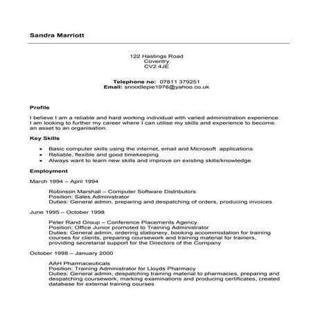 CV - Sandra Marriott | PDF