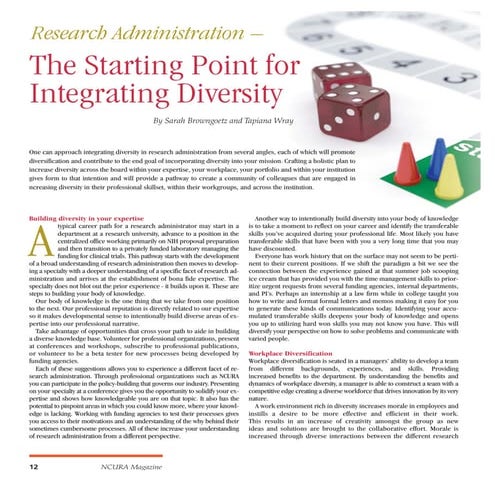 Research Adminstration -The Starting Point for Integrating Diversity | PDF