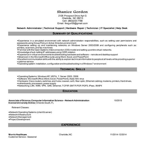 Shanice Gordon CIS AS Networking Resume | DOCX