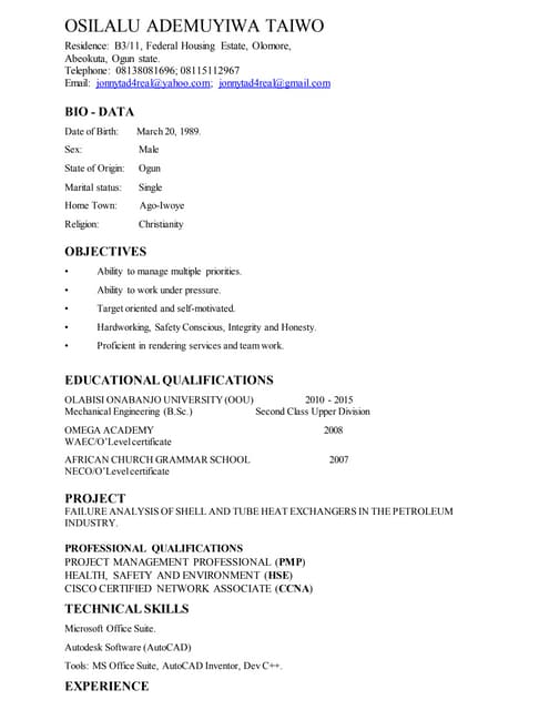 Adebayo Timothy CV | RTF