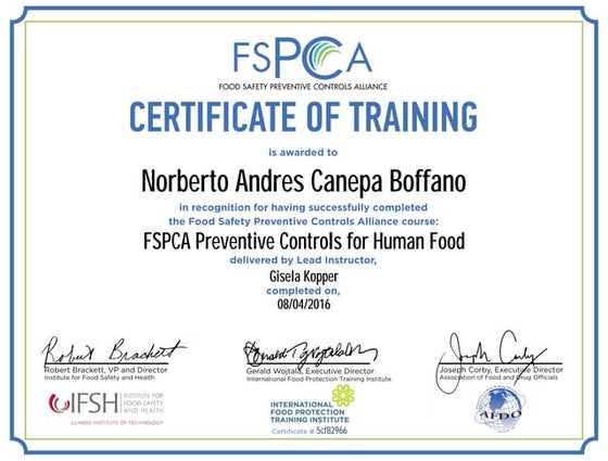 FSPCA Preventive Controls for Human Food.Certificate | PPT