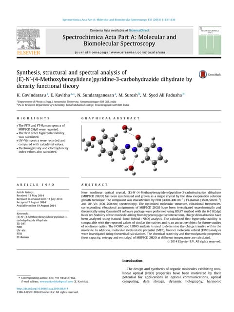 Molecular structure, vibrational, UV, NMR , molecular electrostatic surface potential and HOMO ...