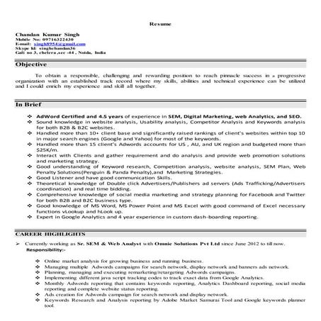 Resume-Chandan | DOCX | Search | Internet