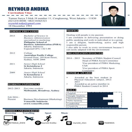 CV Reynold Andika Tedja | PDF