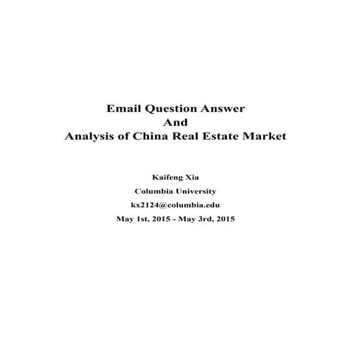Real Estate Report And Classfication Model Kaifeng Xia Pdf