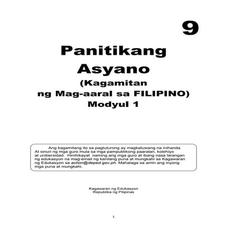 K to 12 - Grade 9 Filipino Learners Module | PDF