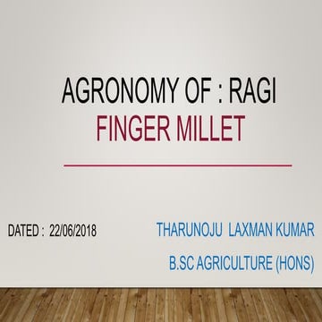 AGRONOMY FINGER MILLET | PPT