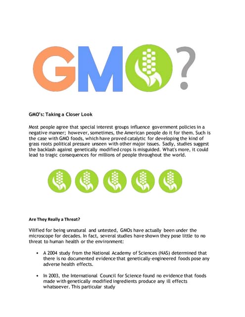 Genetically modified organisms presentation | PPTX | Genetics | Science