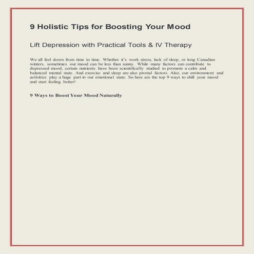 9 Holistic Tips for Boosting Your Mood | DOCX