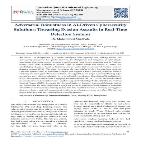 Adversarial Robustness in AI-Driven Cybersecurity Solutions: Thwarting Evasion Assaults in Real ...